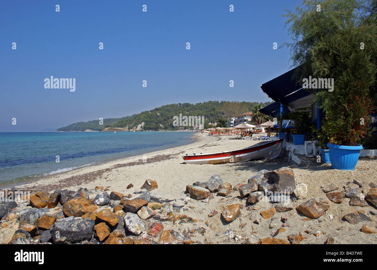 BEACH TAVERNA AT SKALA FOURKAS. KASSANDRA PENINSULA HALKIDIKI GREECE ...