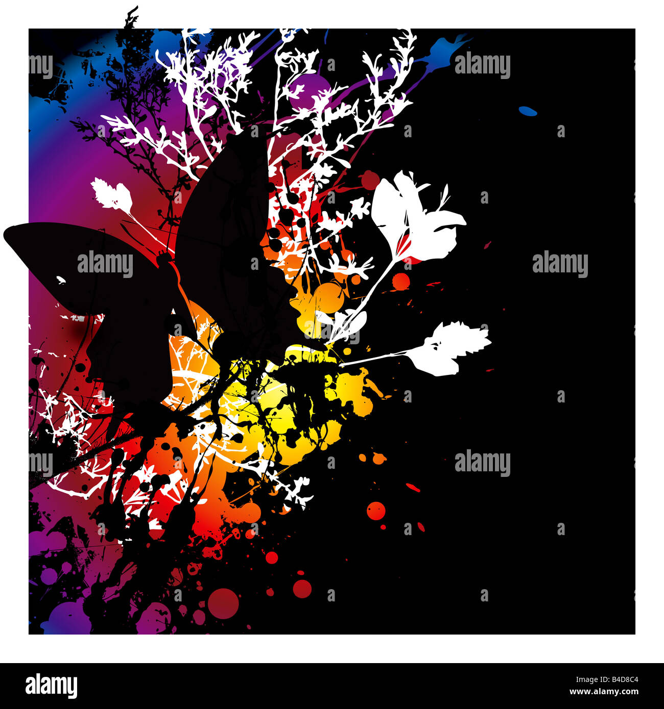 dark gothic style abstract image with floral elements and a butterfly ...