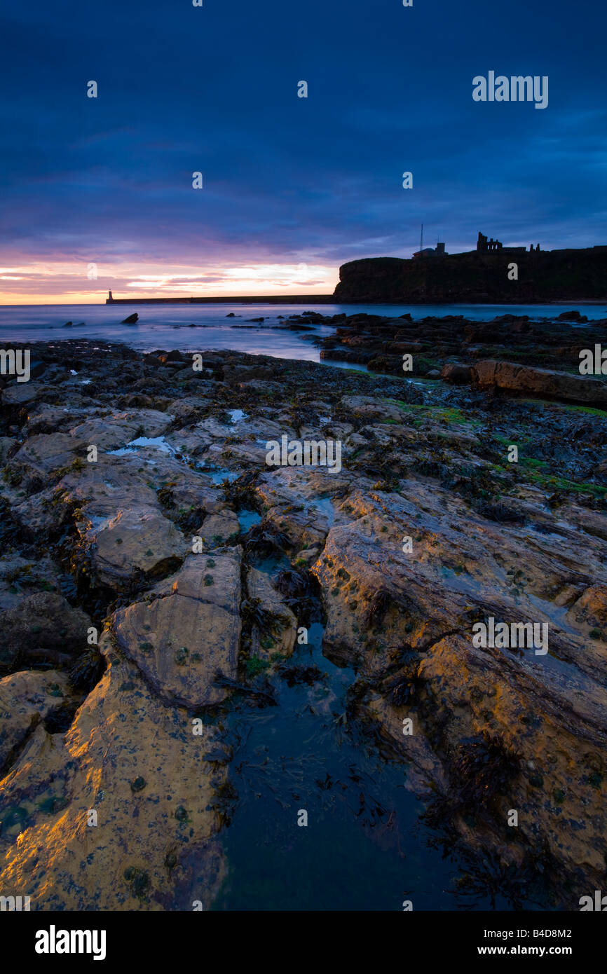 England Tyne and Wear Tynemouth Sunrise over King Edwards Bay viewed ...