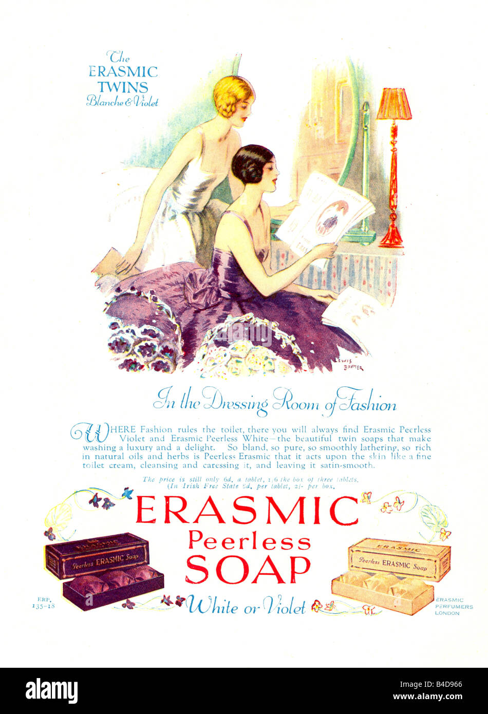 Advertisement for Erasmic Peerless soap 1929 Stock Photo - Alamy