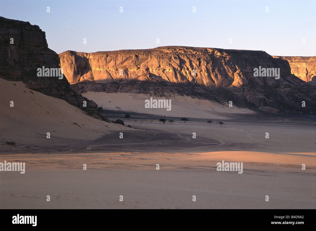 Empty valleys and rocky mountains at Jebel Acacus, Sahara Desert, Libya ...