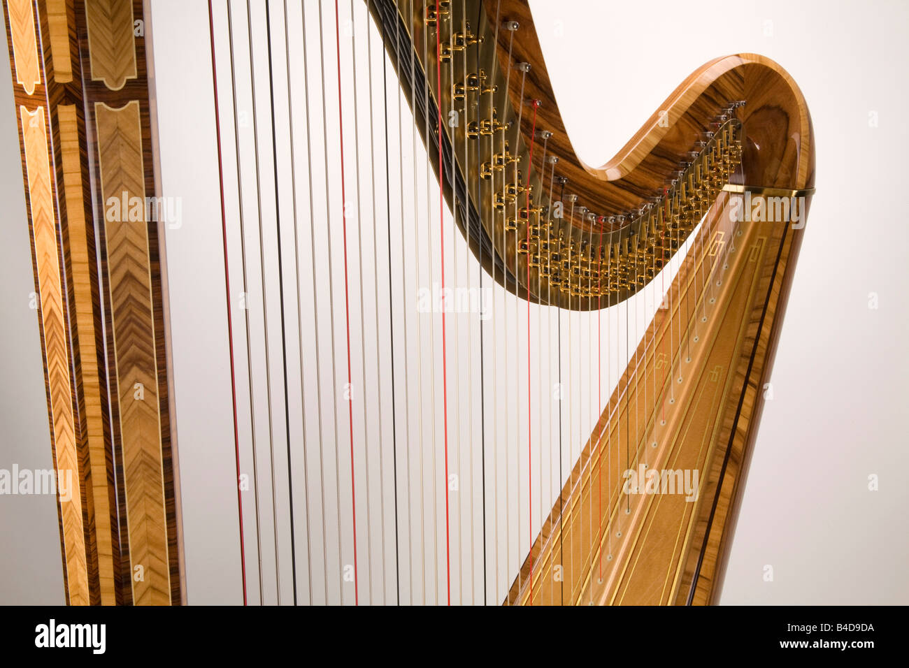 Celtic Harp (part) strings and wood veneer Horizontal format.64703 Harp ...