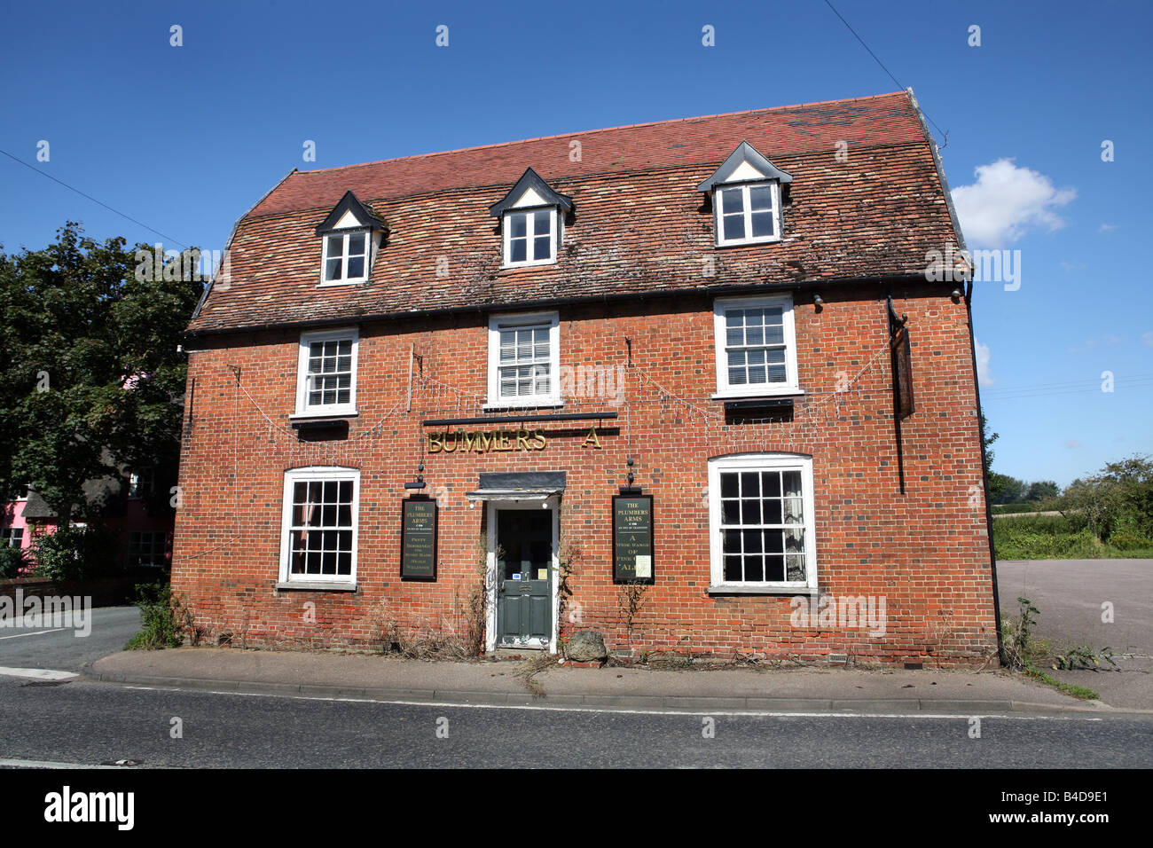 Derelict closed down pub in Wickhambrook Suffolk The letters outside ...