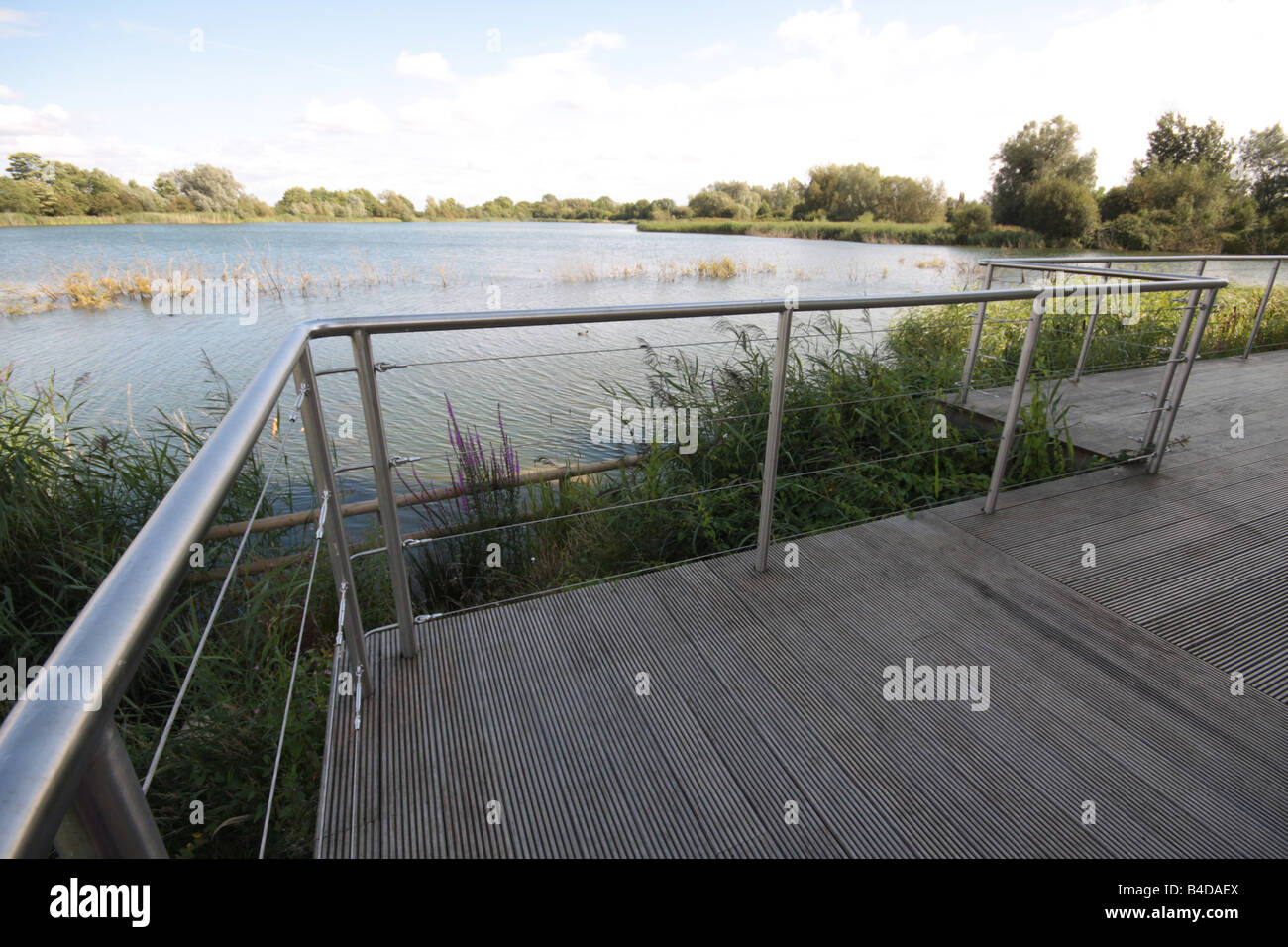 decking deck view steel handel lake Stock Photo - Alamy