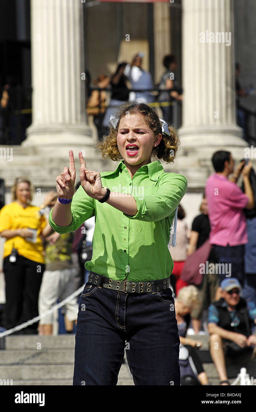 Deaf female signing the words to Stand by your Man at the Liberty ...