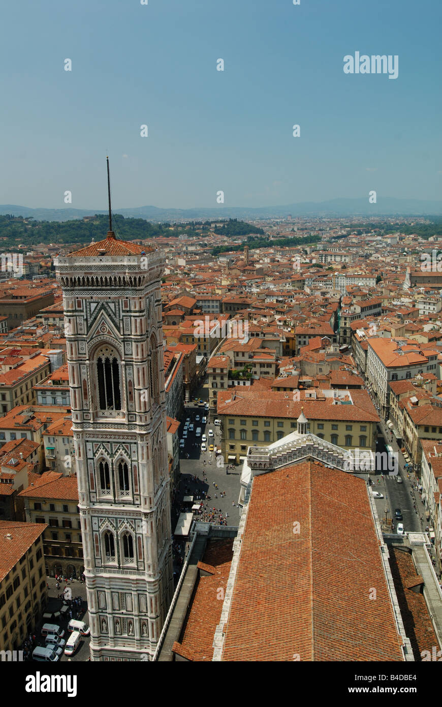 The view from the dome of Il Duomo over the historic city centre of ...