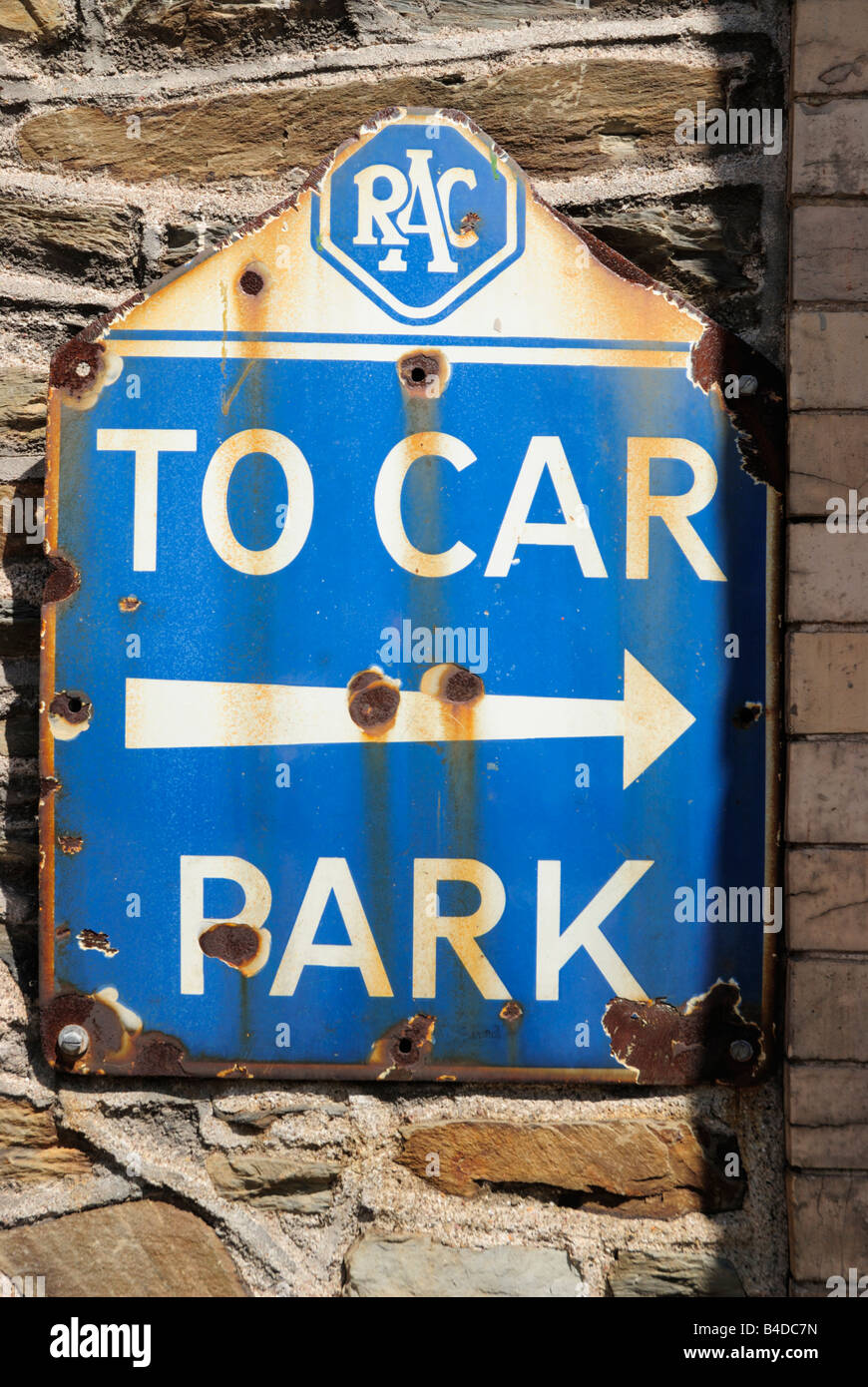 Old RAC car park sign in Lynton, Devon, UK Stock Photo - Alamy