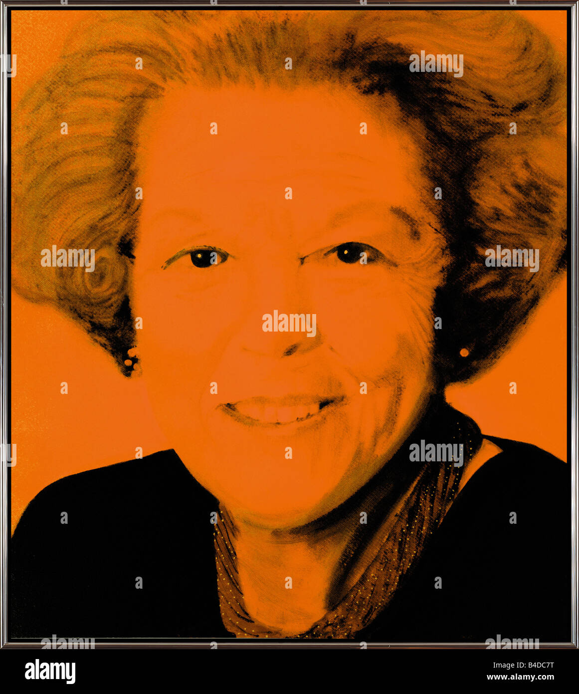 Queen Beatrix of the Netherlands, painting in orange/black made by nick ...