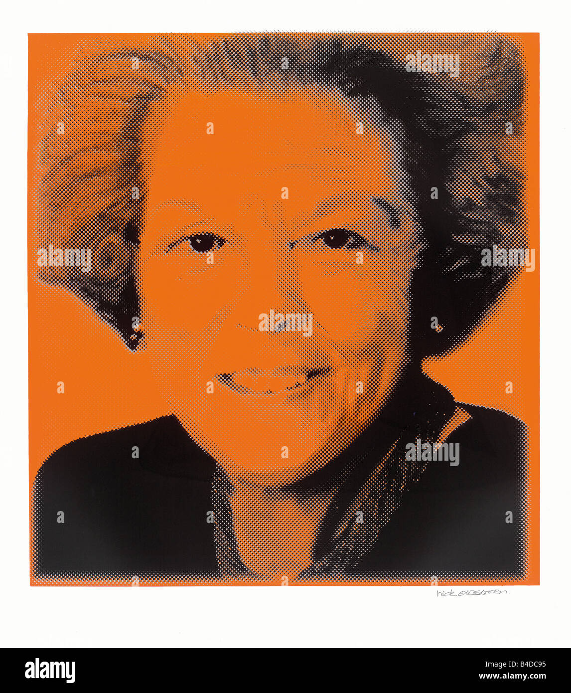 Queen Beatrix of the Netherlands sikscreen in orange/black, made of a ...