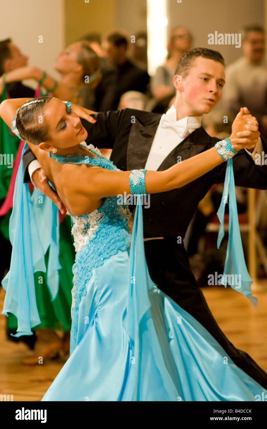 Young dancers posing. Ballroom dance competition "Nevsky Cup 2008" in ...