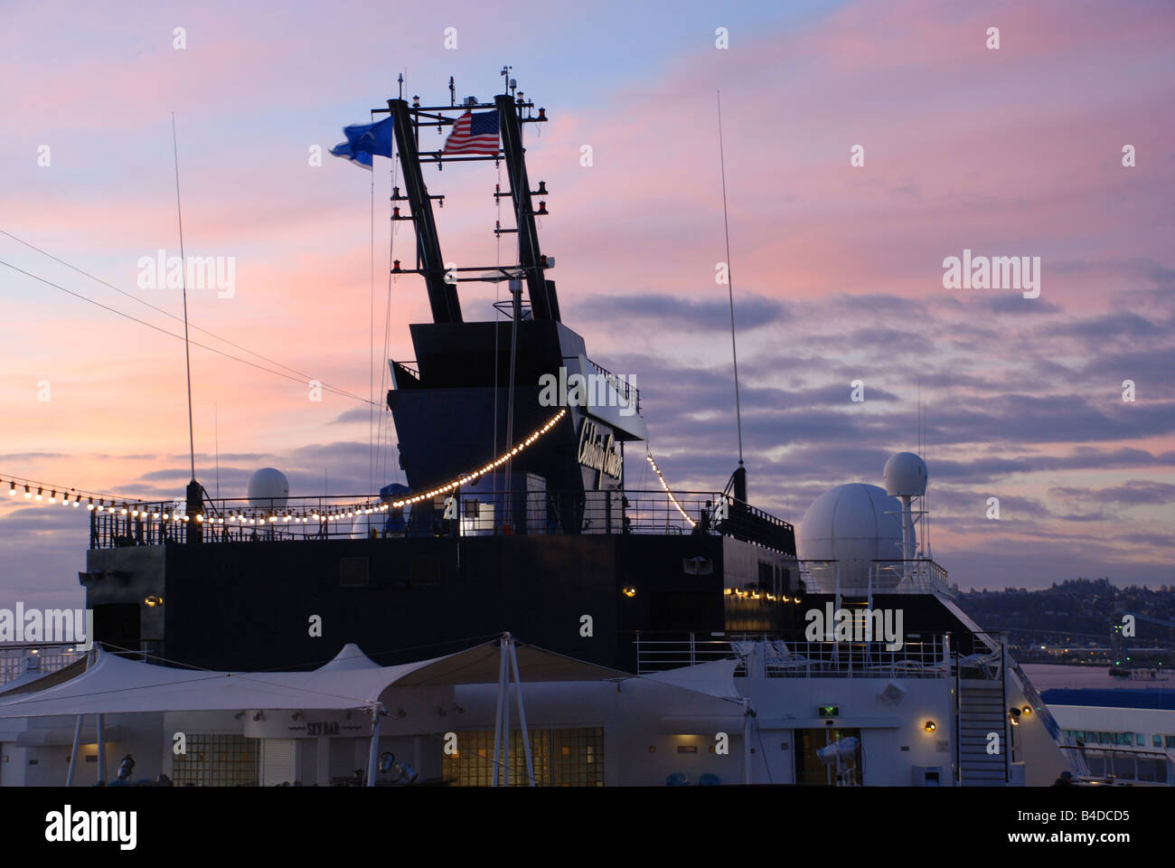 Sunset on Celebrity Cruises MV Mercury Stock Photo - Alamy