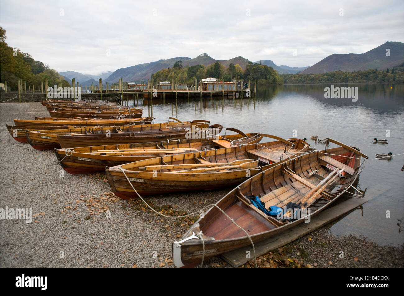 Rowing boats Derwent water Stock Photo - Alamy