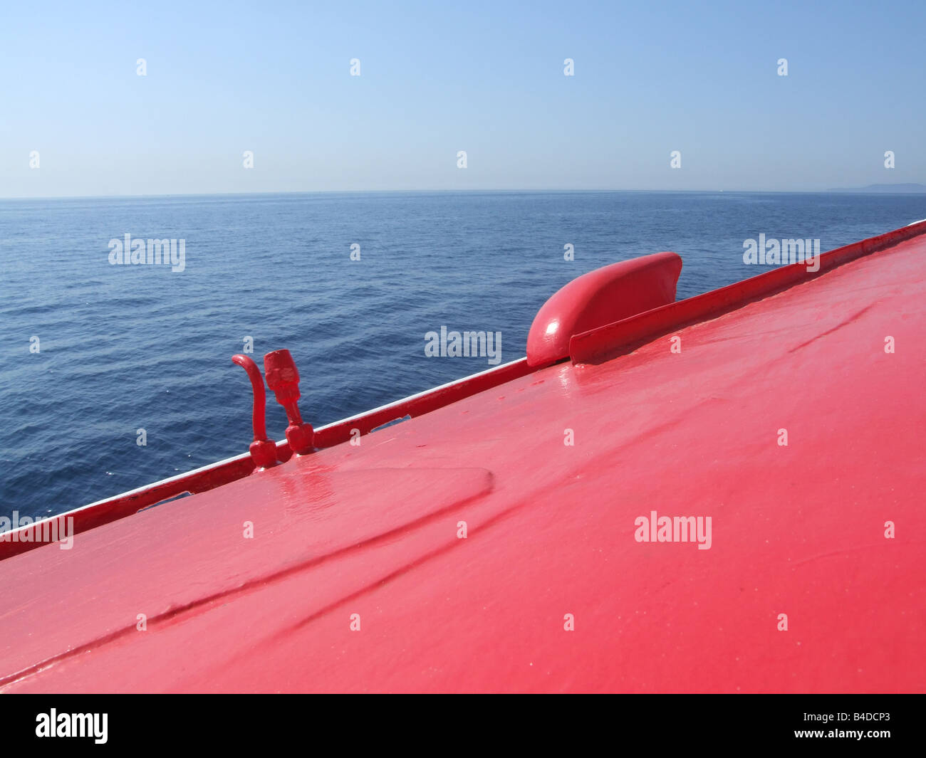detail of red ferry boat ship on open sea Stock Photo - Alamy
