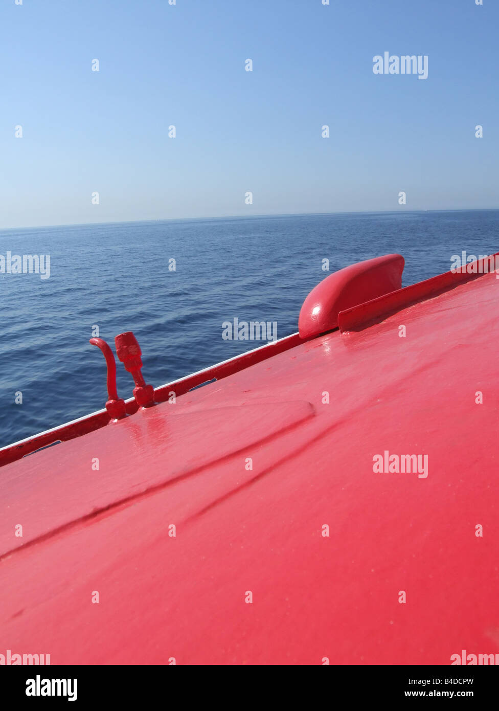 detail of red ferry boat ship on open sea Stock Photo - Alamy