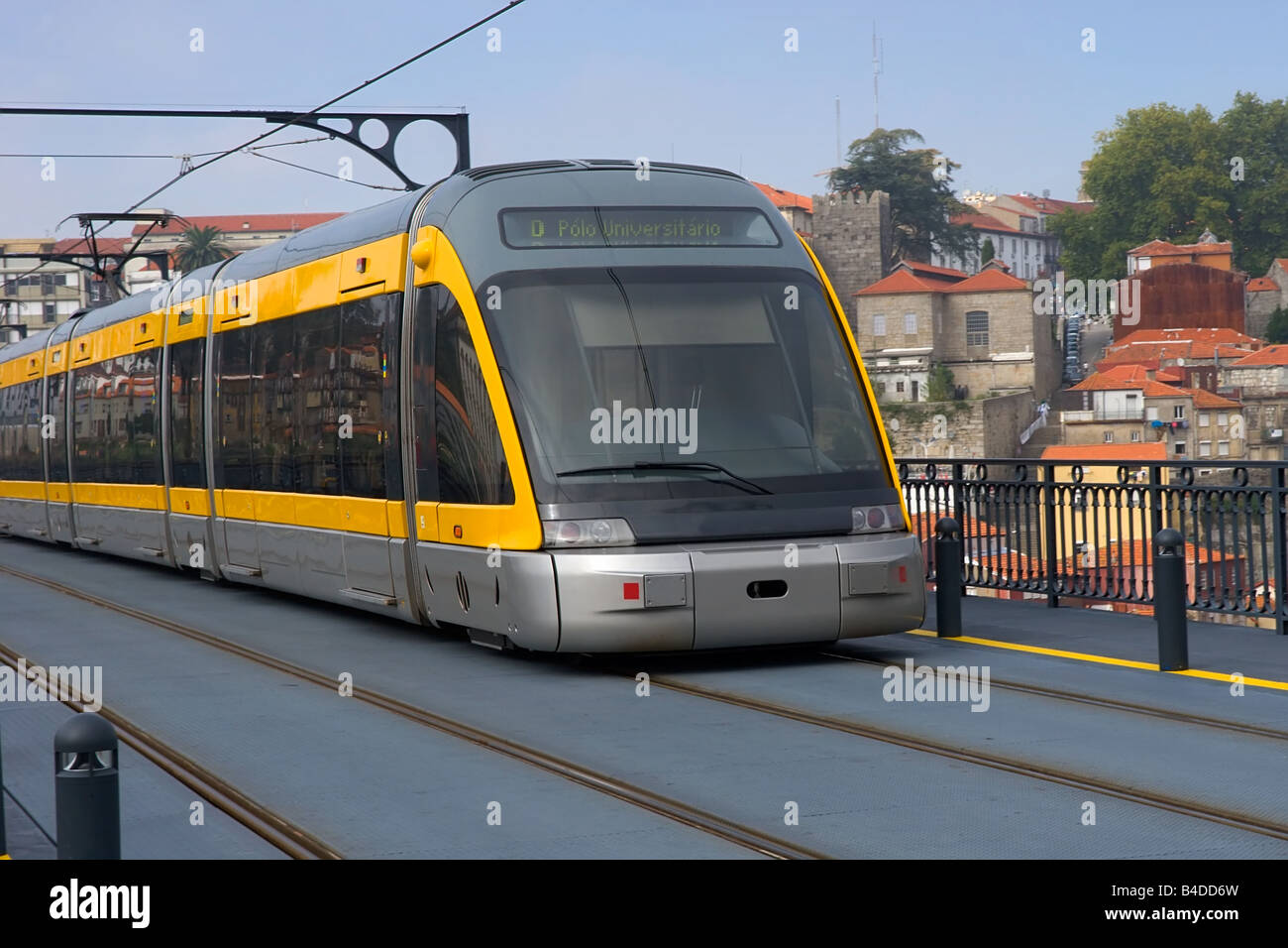 Metro train on the bridge Porto Portugal Stock Photo - Alamy