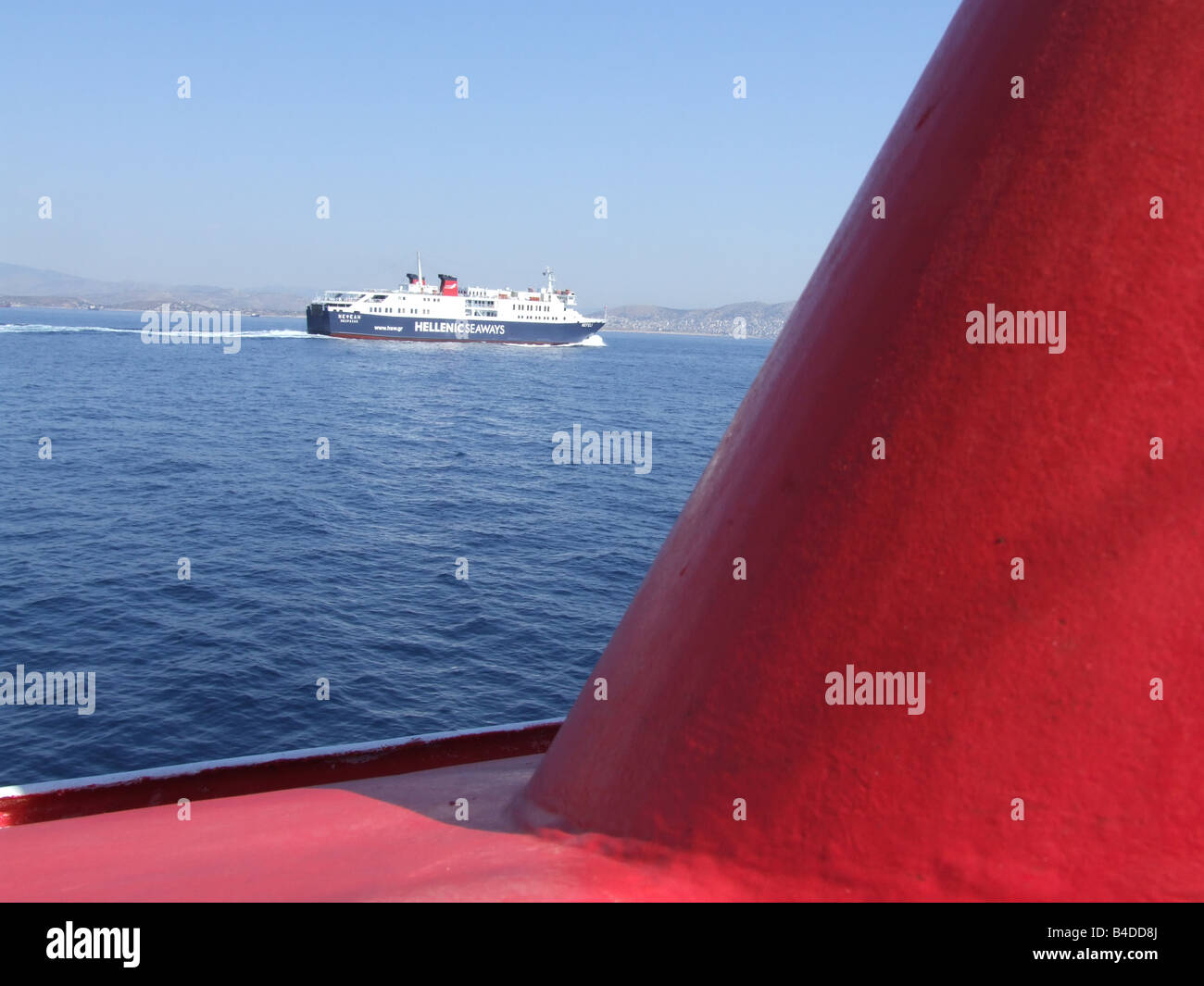 detail of red ferry boat ship on sea by greece Stock Photo - Alamy