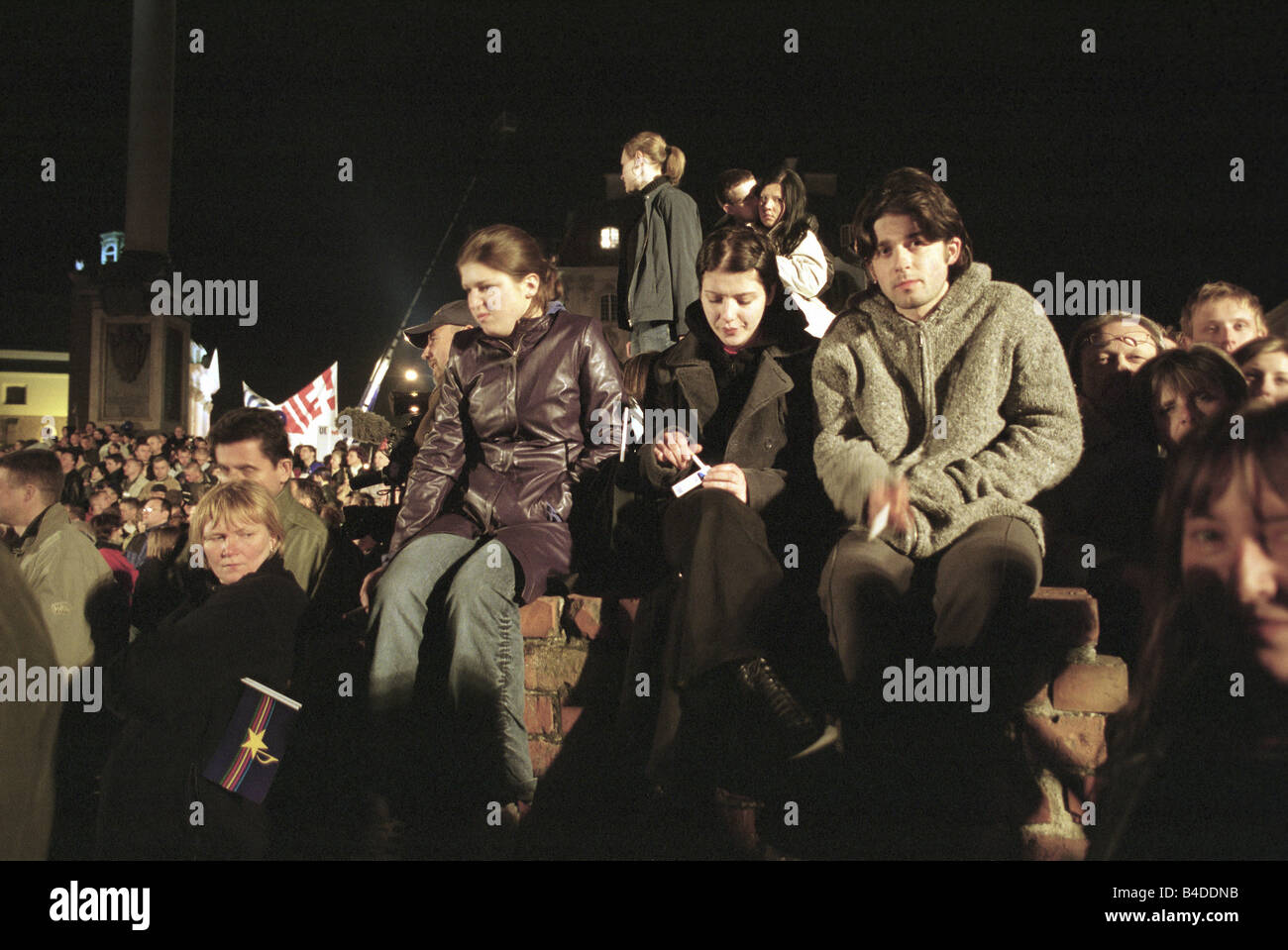 People celebrating the Polish EU accession in Warsaw, Poland Stock ...