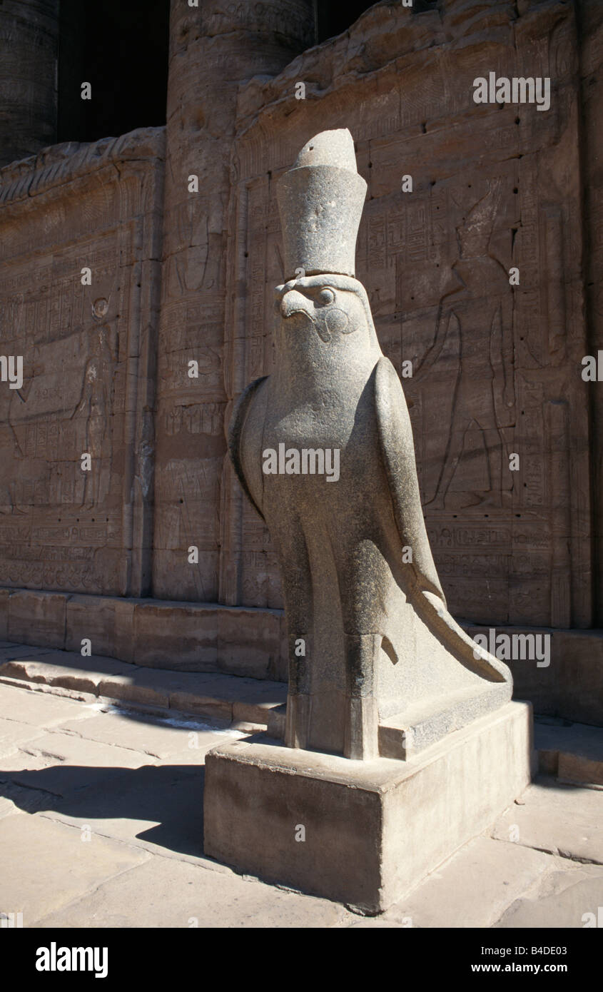 Statue of Horus in the Hypostyle Hall, Temple of Horus, Edfu, Egypt ...