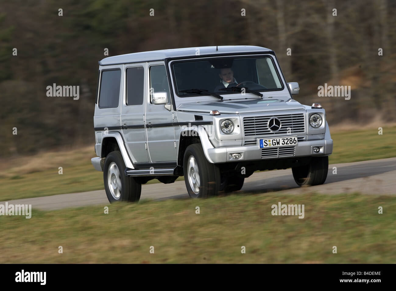 Mercedes G 320 CDI, model year 2007-, silver, driving, diagonal from ...