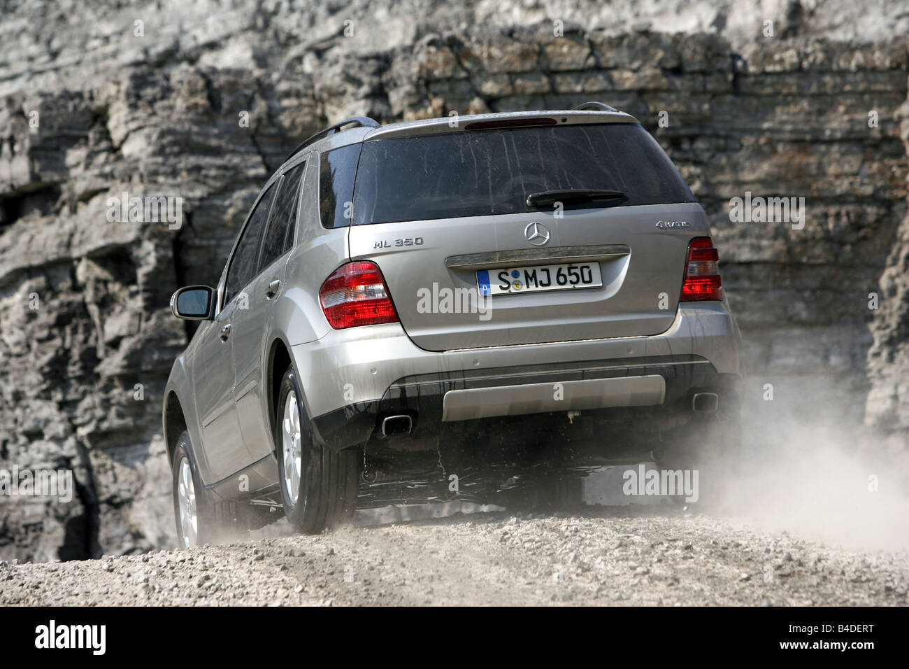 Mercedes ML 350, model year 2005-, silver, driving, diagonal from the ...