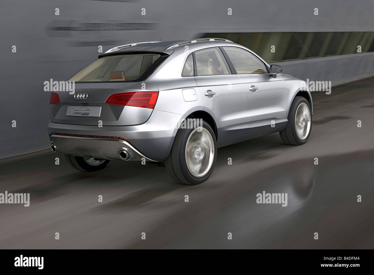Audi Cross coupe Quattro, model year 2007, silver moving, diagonal from ...