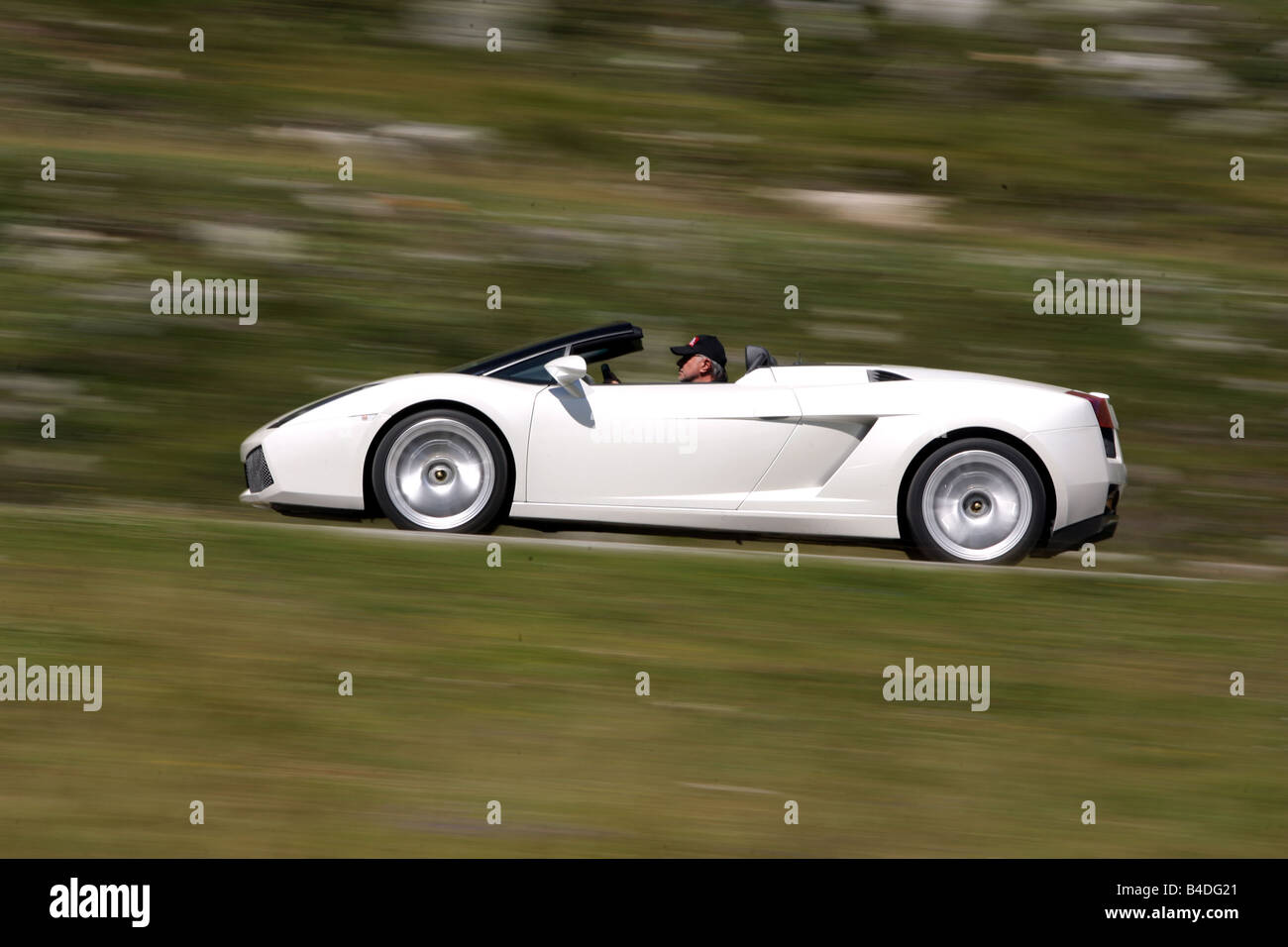 Lamborghini Gallardo Spyder, model year 2005-, white, driving, side ...