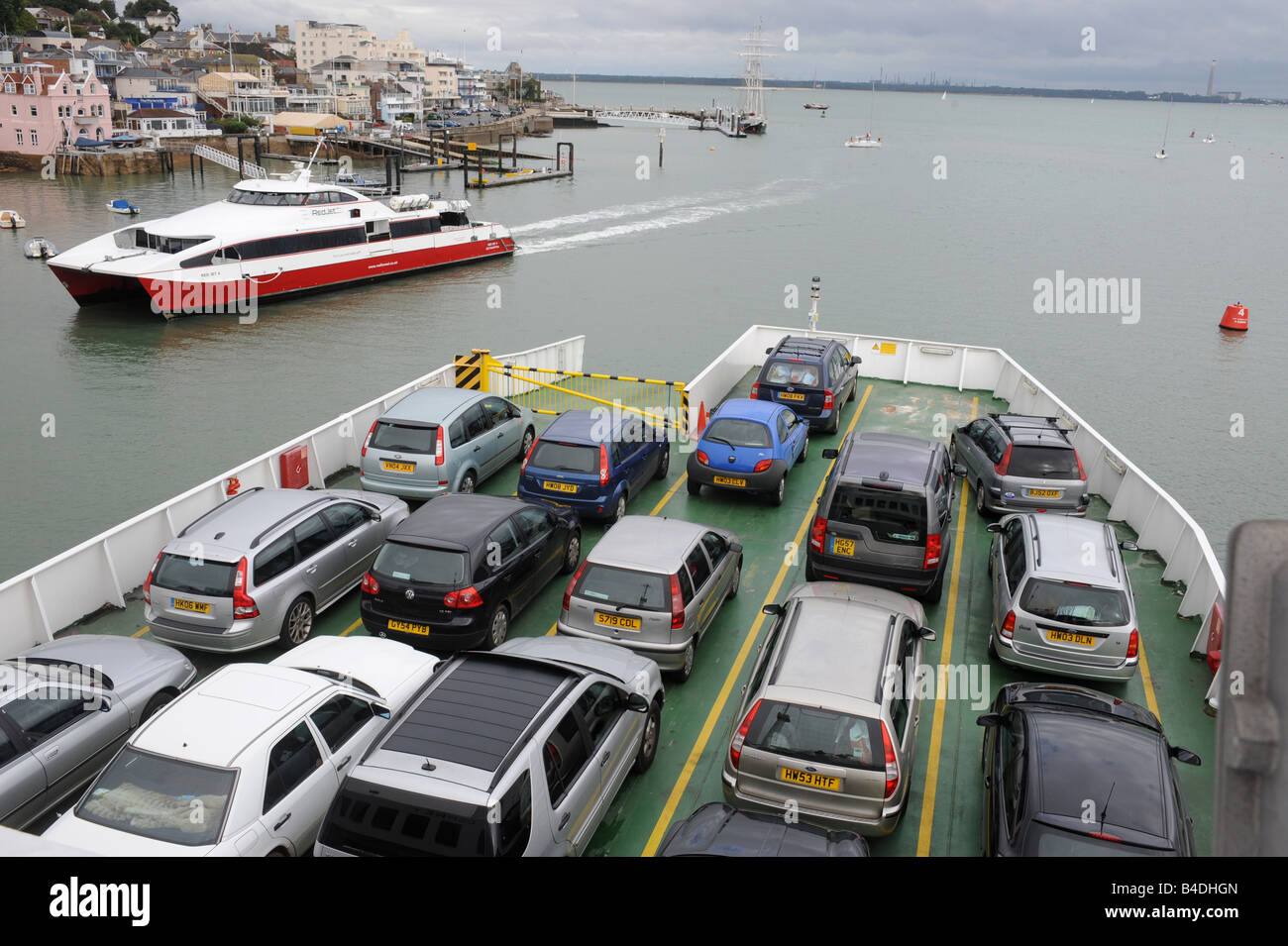 Red Funnel Car ferry crossing between Cowes, Isle of Wight and ...