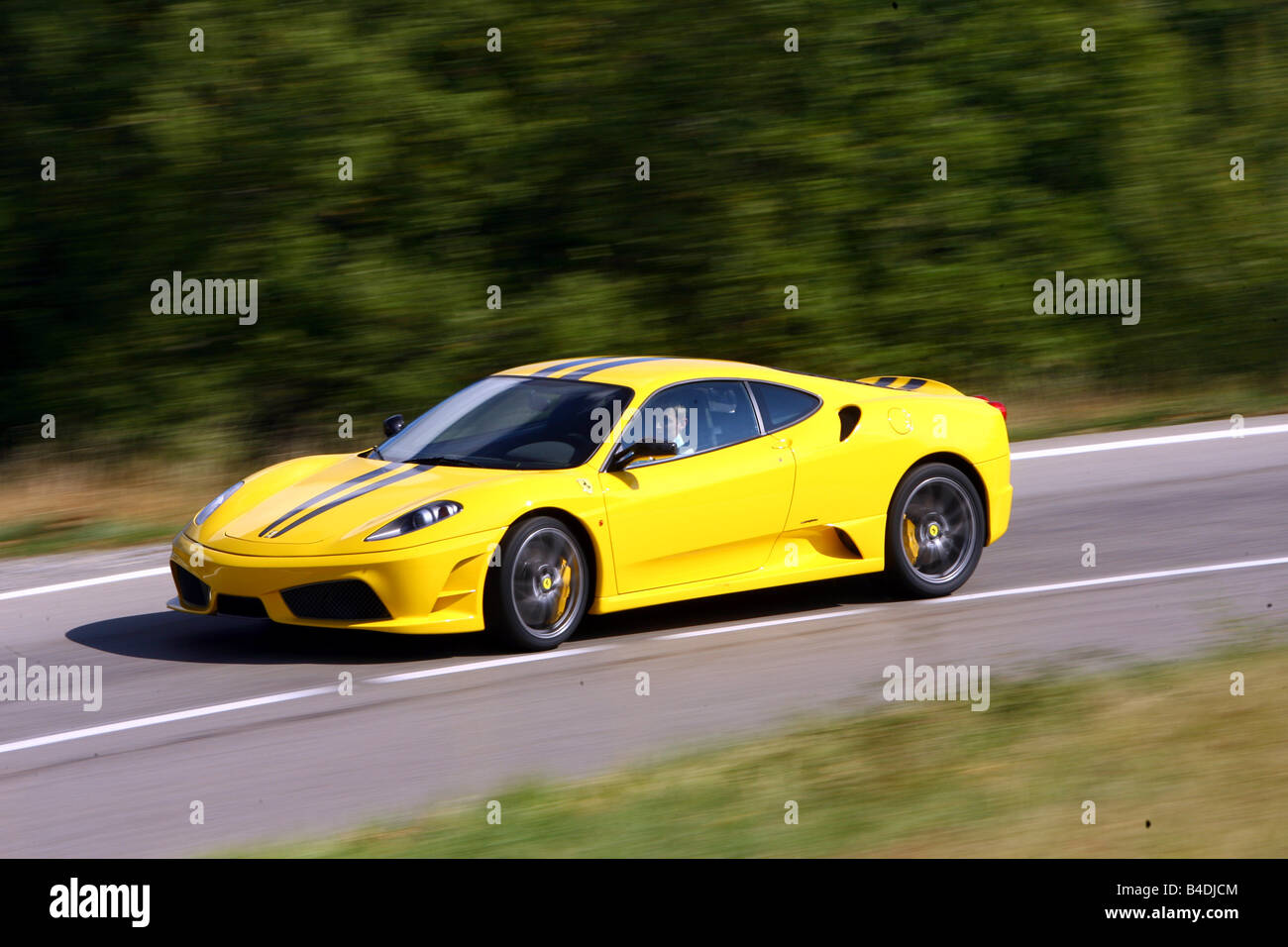 Ferrari 430 Scuderia, model year 2007-, yellow, driving, diagonal from ...