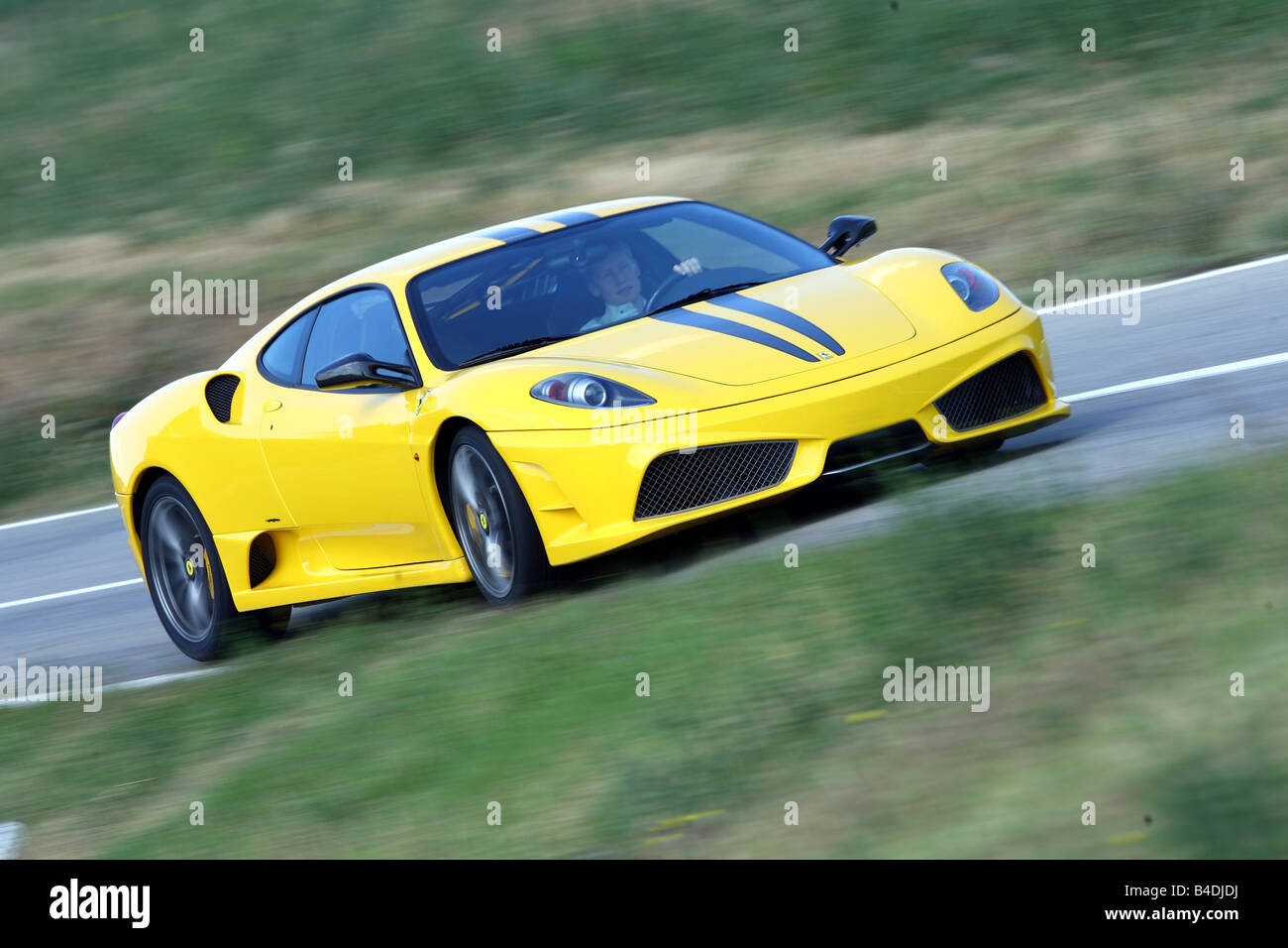 Ferrari 430 Scuderia, model year 2007-, yellow, driving, diagonal from ...