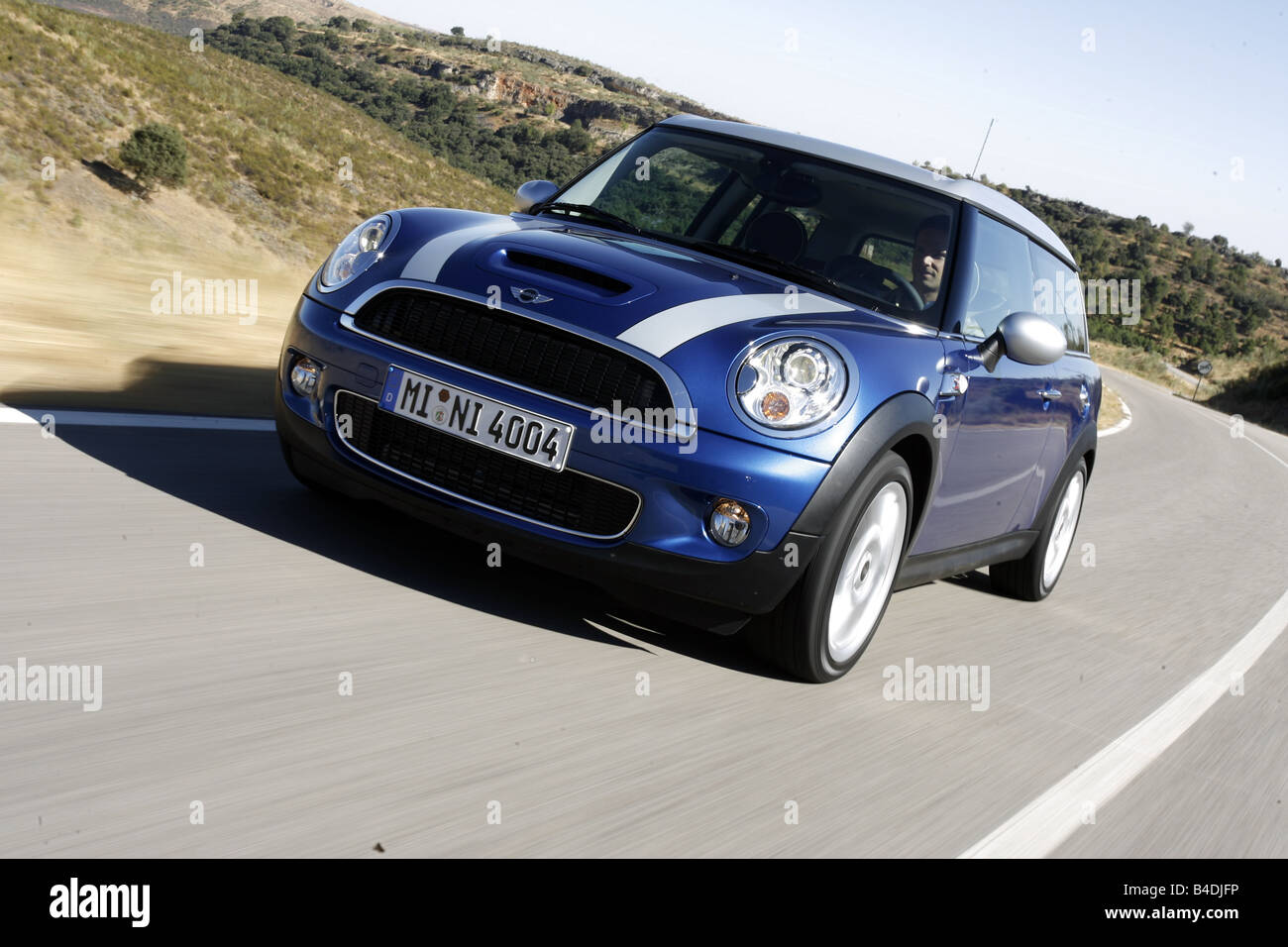 Mini Cooper S Clubman, model year 2007-, blue moving, diagonal from the ...