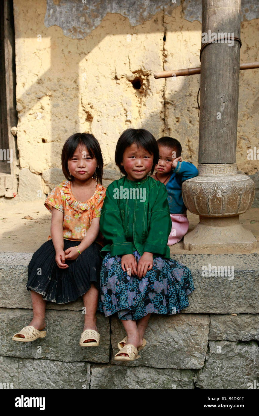 White Hmong children at the village of Pho Bang, Sung La, Vietnam Stock ...