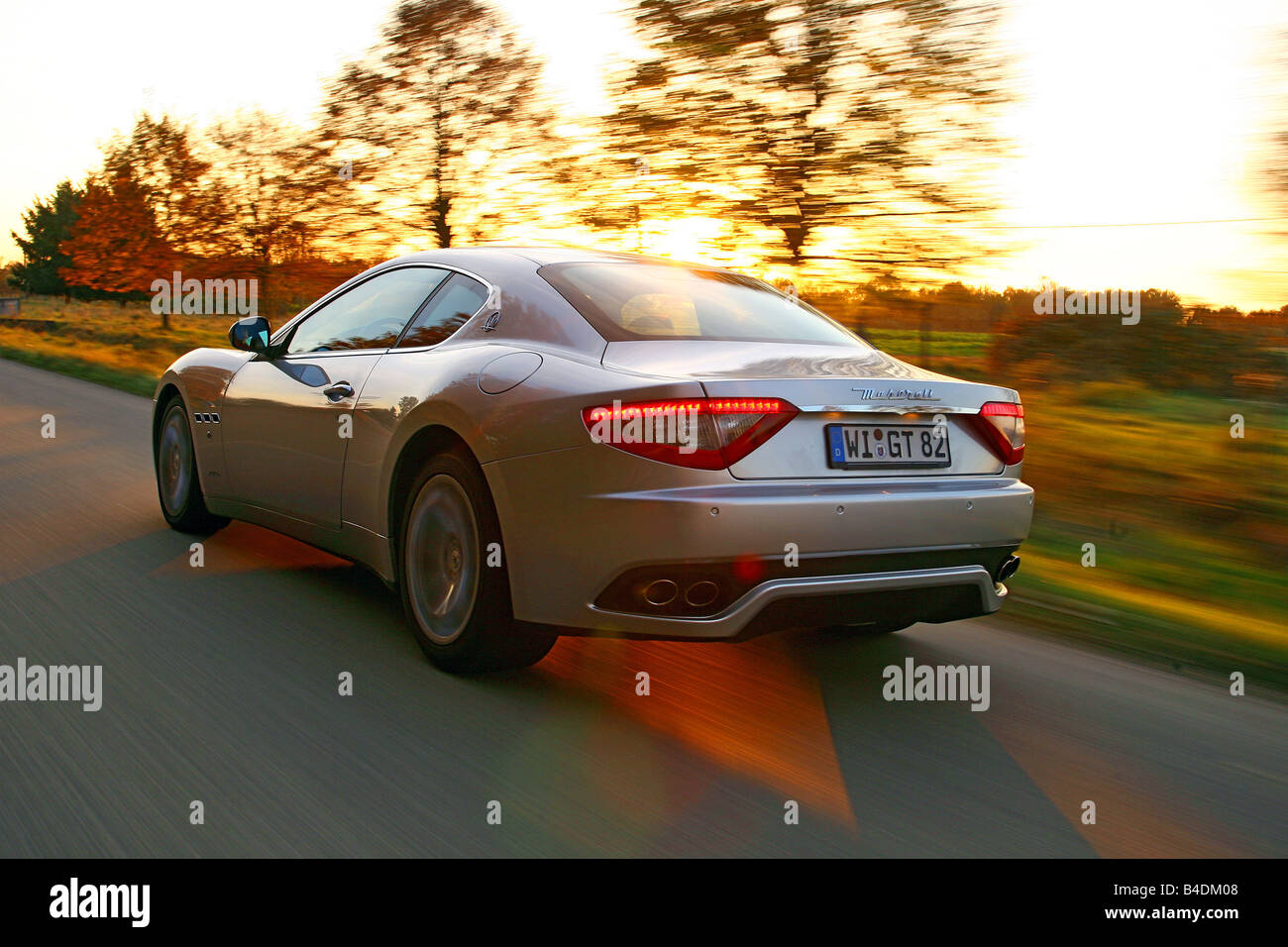 Maserati Gran Turismo, silver, model year 2007-, driving, diagonal from ...