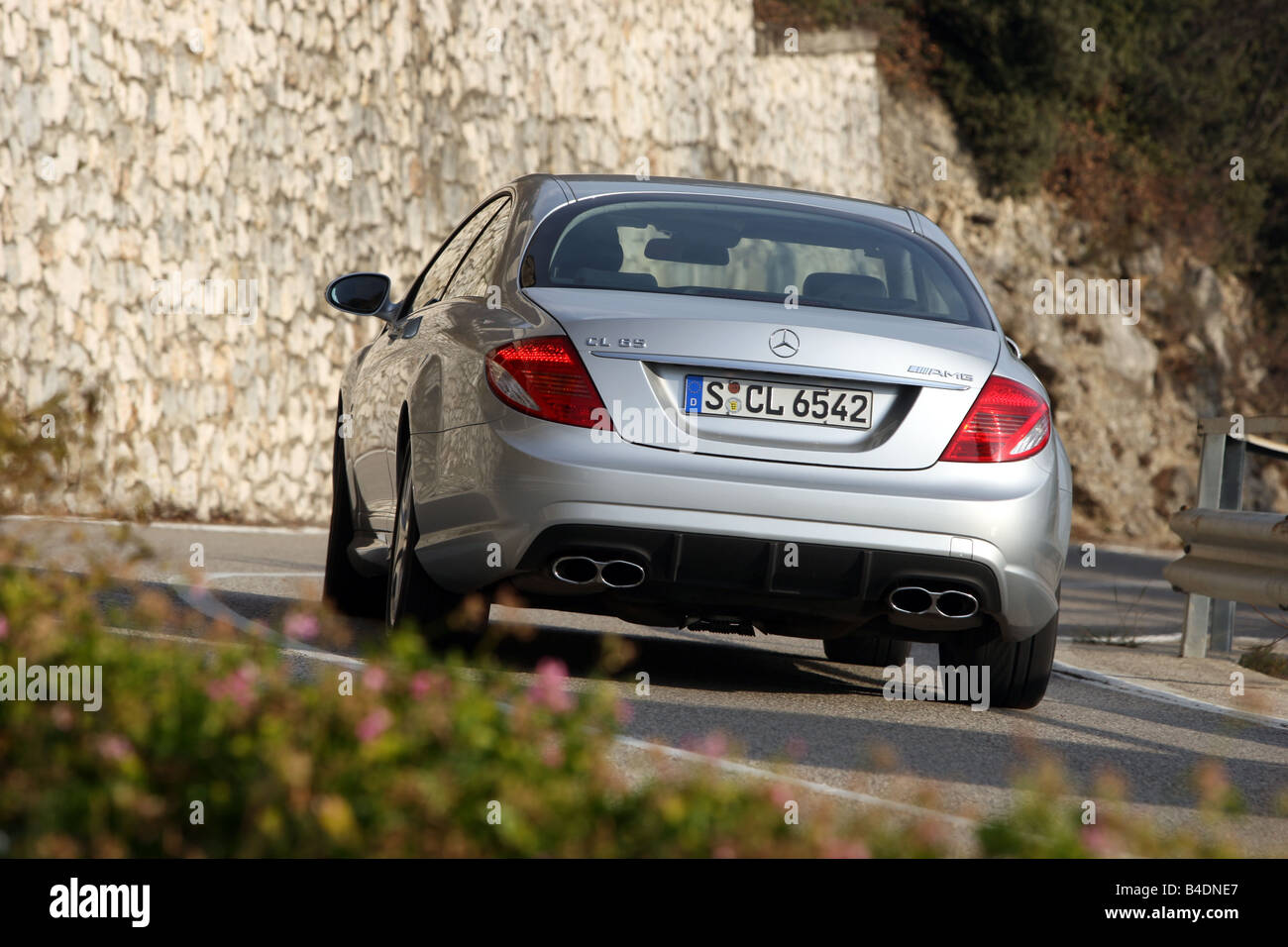 Mercedes CL 65 AMG, model year 2008-, silver, driving, diagonal from ...