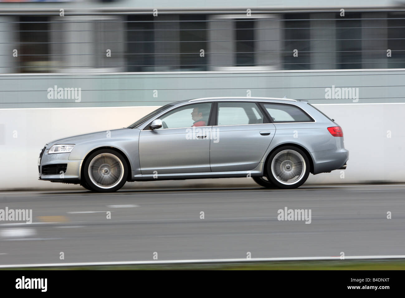 Audi RS6 Avant, model year 2008-, silver, driving, side view, test ...