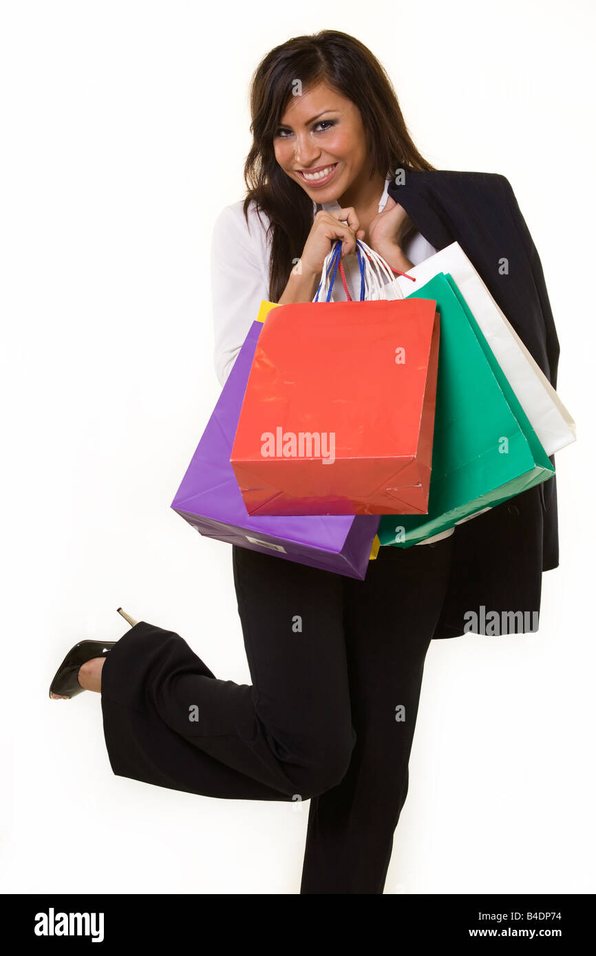 Happy woman shopper Stock Photo - Alamy