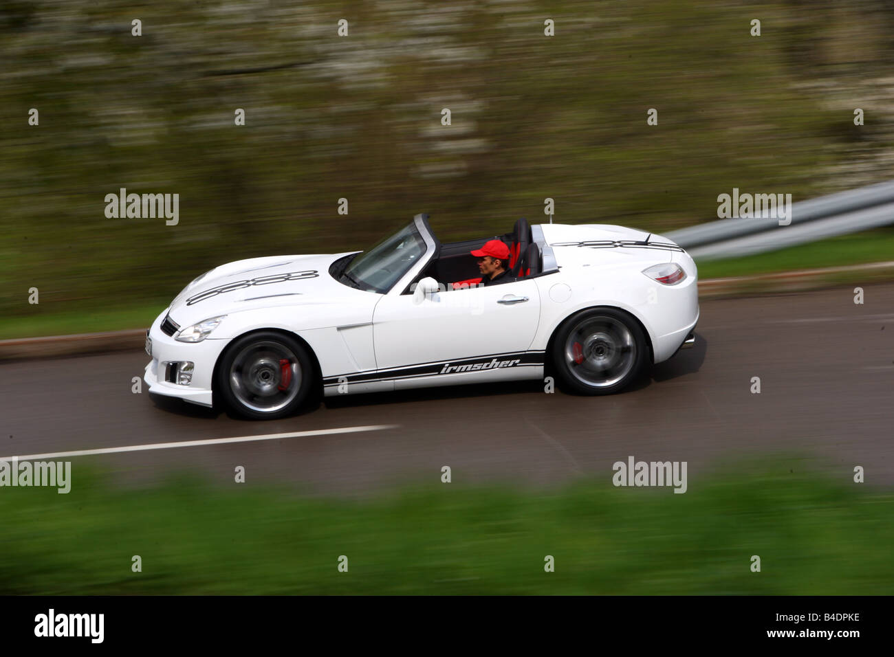 Irmscher Opel GTi40, model year 2008-, white, open top, driving ...