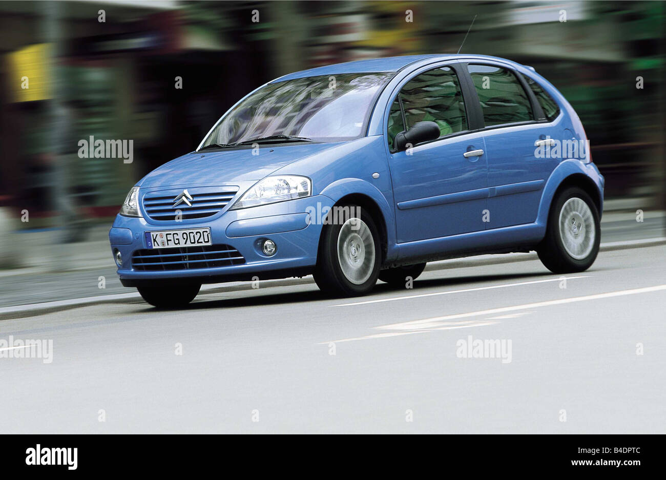 Car, Citroen C3, small approx., Limousine, blue, model year 2002 ...