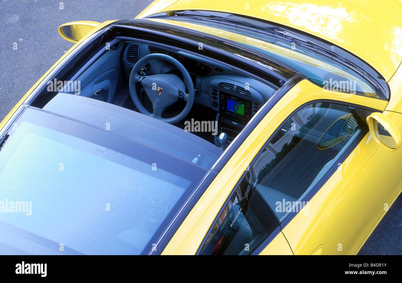 Car, Porsche 911 Targa coupe, model year 2001-, roadster, yellow ...