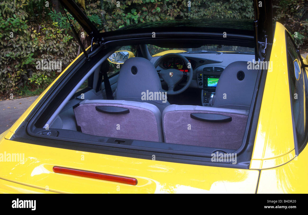Car, Porsche 911 Targa coupe, model year 2001-, roadster, yellow ...