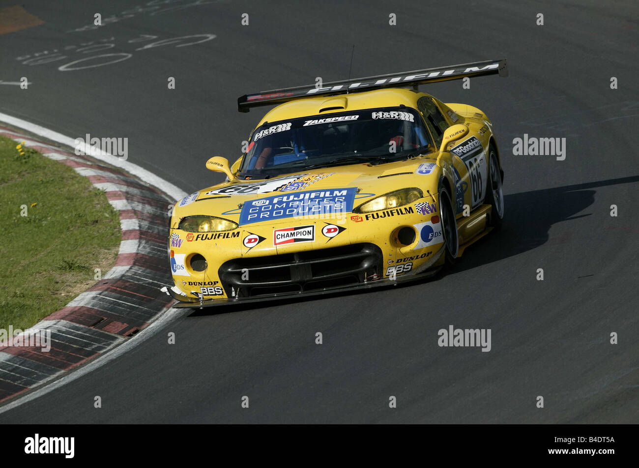 Car, Daimler Chrysler Dodge Viper GTS, yellow, driving, race track ...