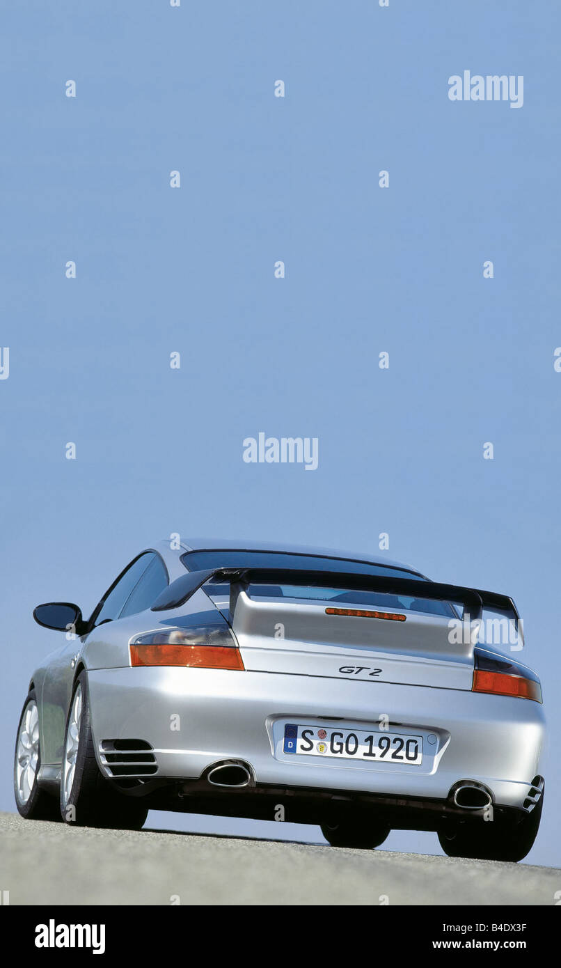 Car, Porsche 911 GT2, roadster, coupe/Coupe, silver, model year 2003 ...