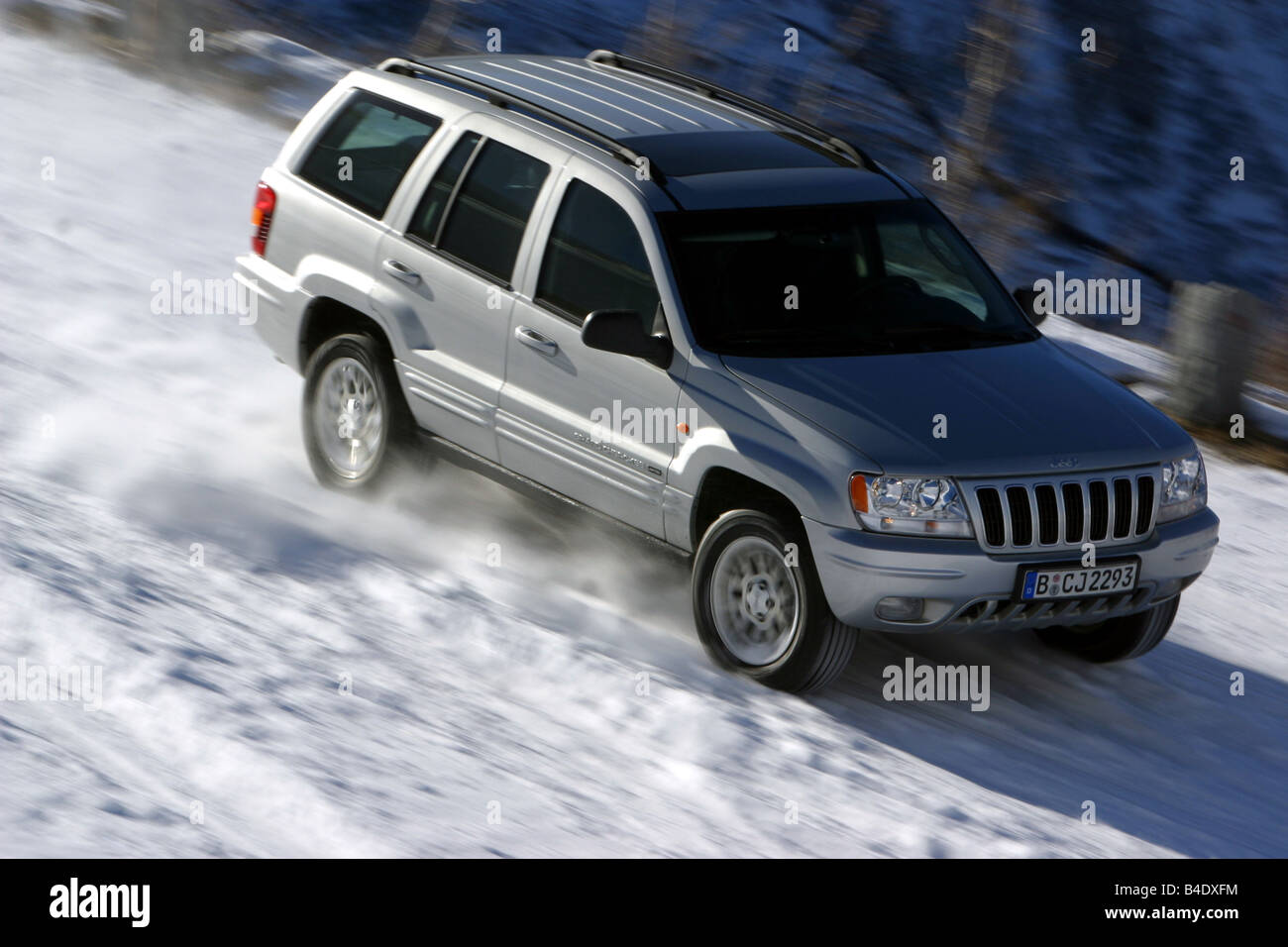 Car, Jeep Grand Cherokee, cross country vehicle, silver, model year ...