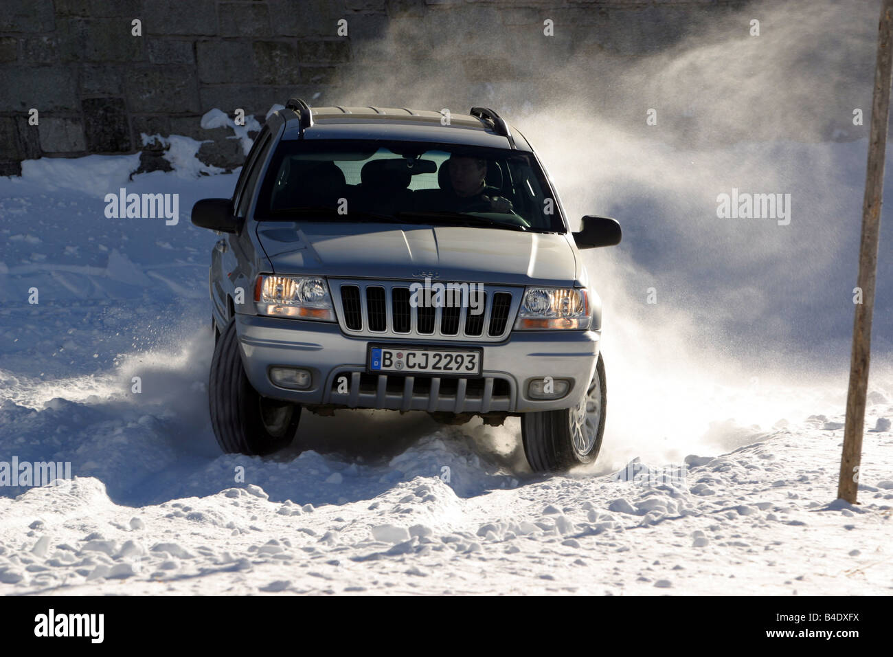 Car, Jeep Grand Cherokee, cross country vehicle, silver, model year ...