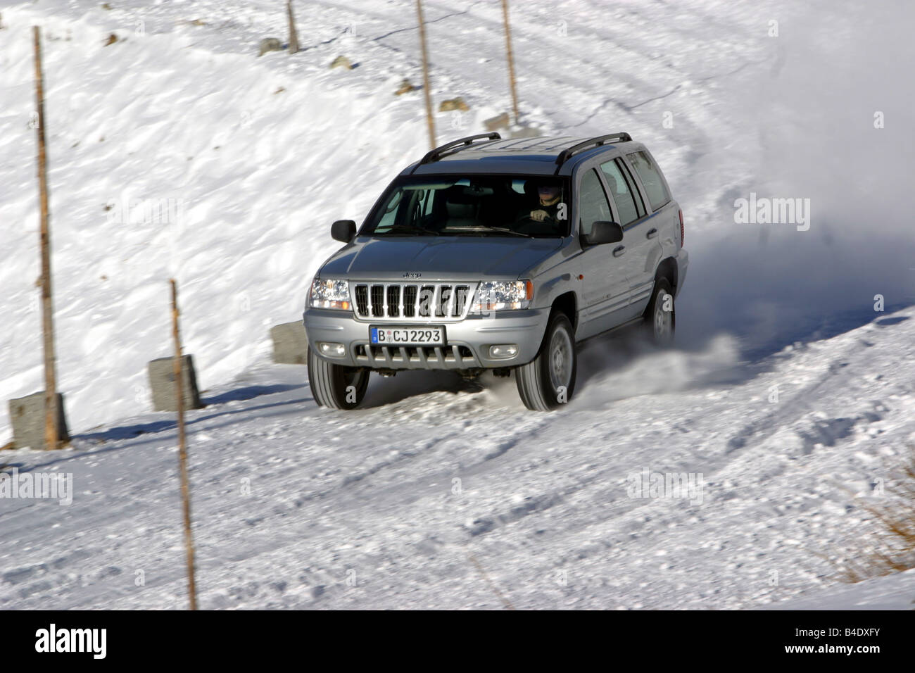 Car, Jeep Grand Cherokee, cross country vehicle, silver, model year ...