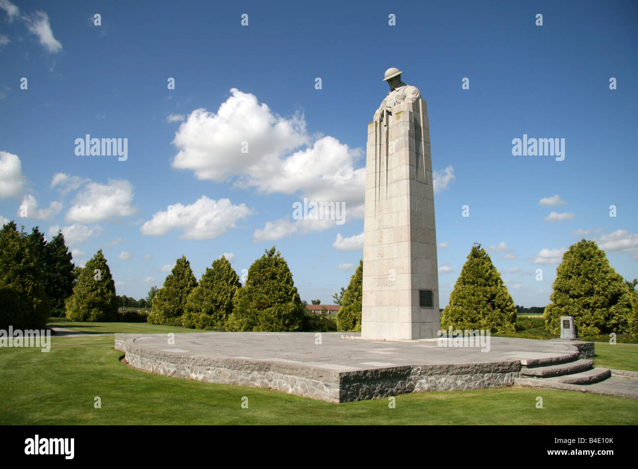 The Canadian Brooding Soldier memorial at Vancouver Corner, St Juliaan ...