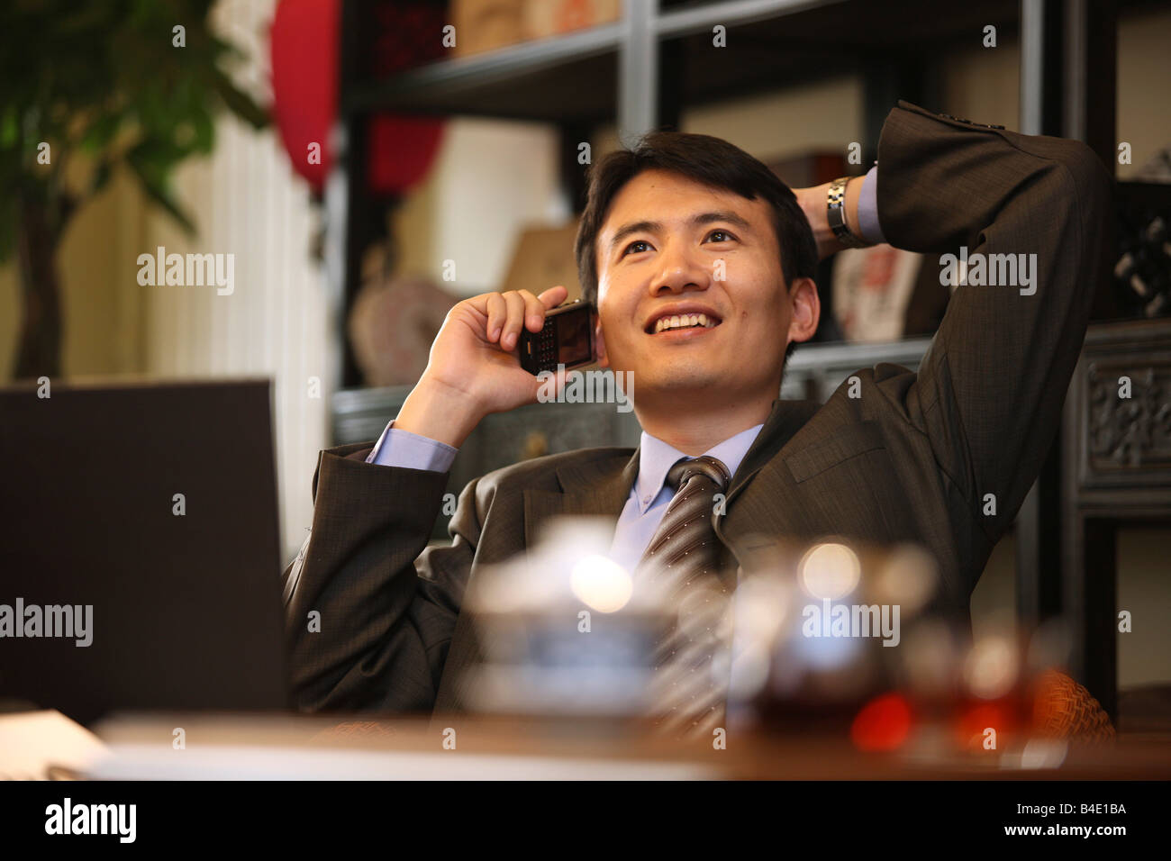 Chinese Business Man Calling Stock Photo - Alamy