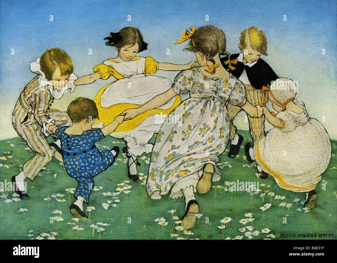Girls in Circle - Ring Around the Rosie Stock Photo - Alamy