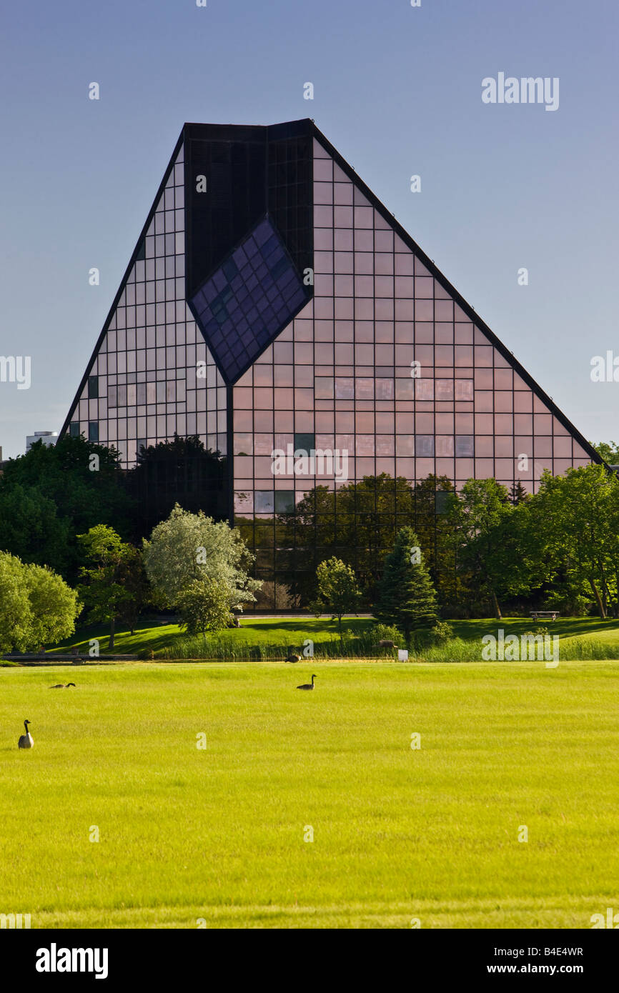 Rose coloured glass exterior of the Royal Canadian Mint Building Stock ...