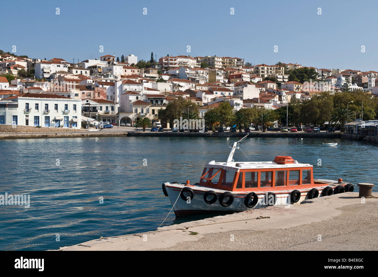 The town of Pylos seen from the harbour Messinia Southern Peloponnese ...