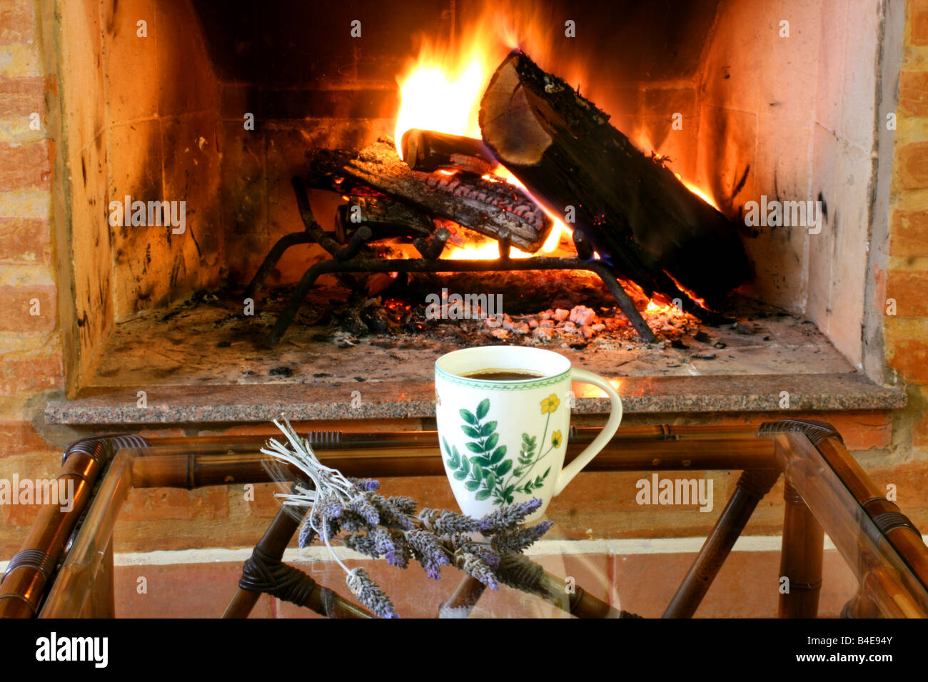 Hot Chocolate and fireplace Stock Photo - Alamy